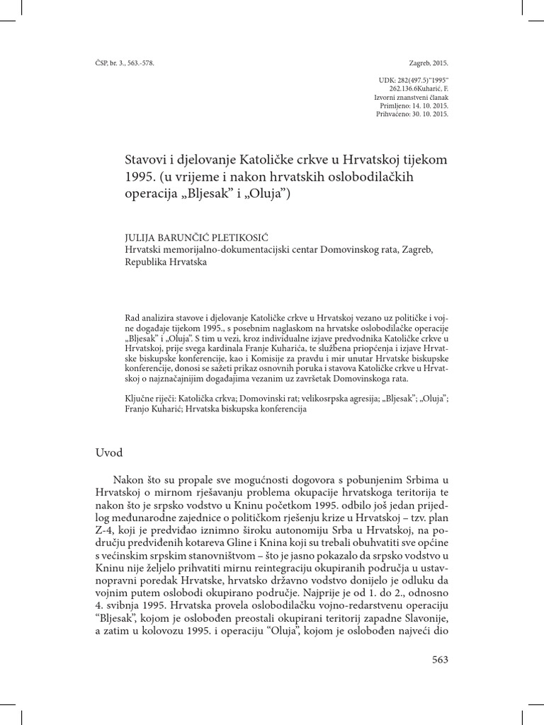 Stavovi I Djelovanje Katolicke Crkve U H | PDF