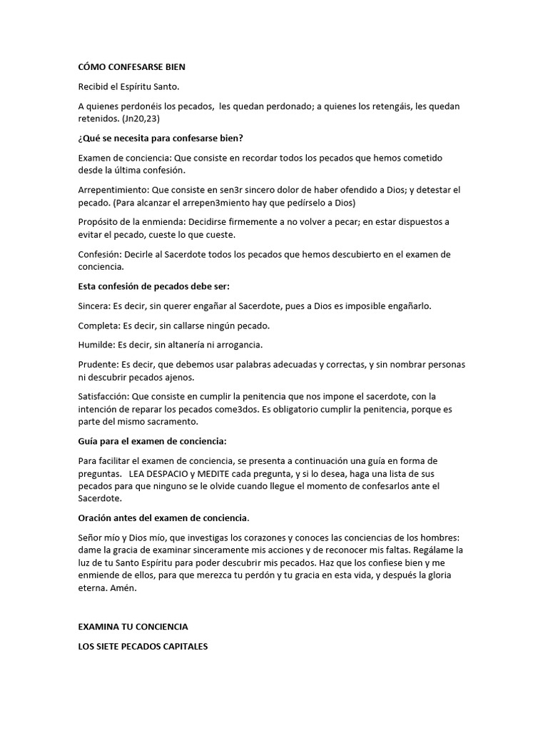 Examen de Conciencia. | PDF | Pecado
