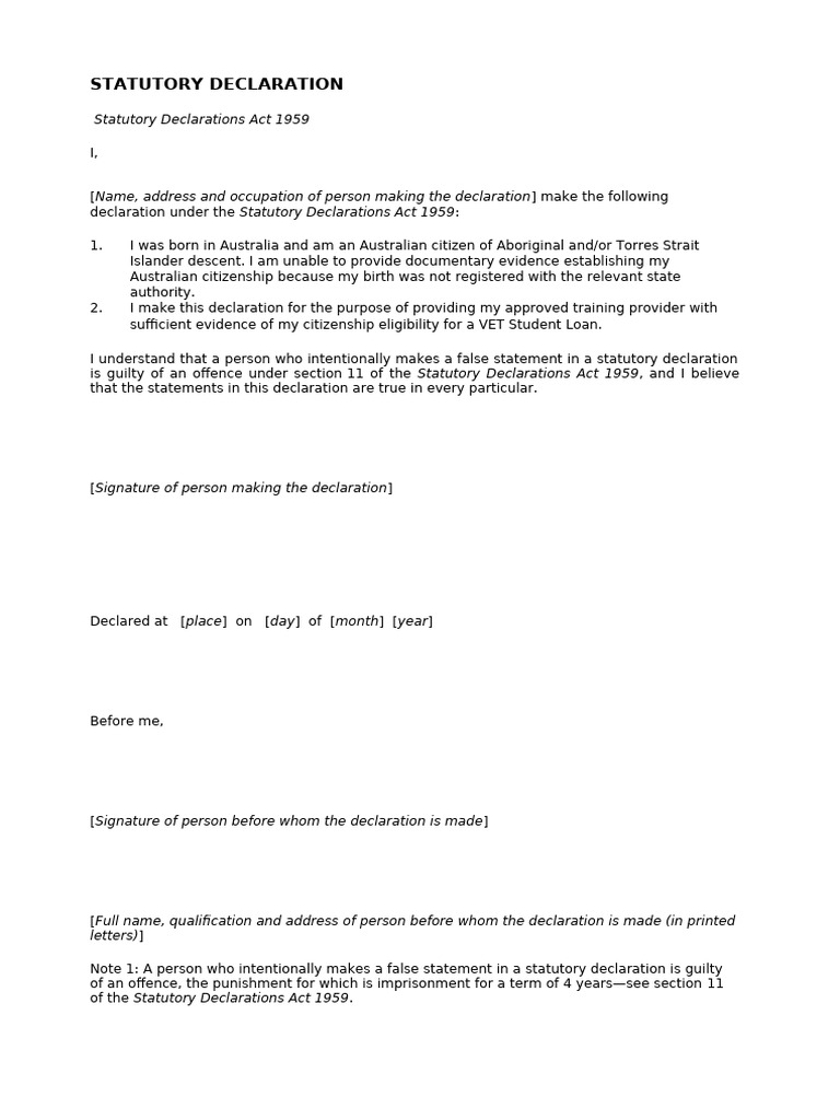 Statutory Declaration for Citizenship Eligibility | PDF | Justice Of The Peace | Crimes