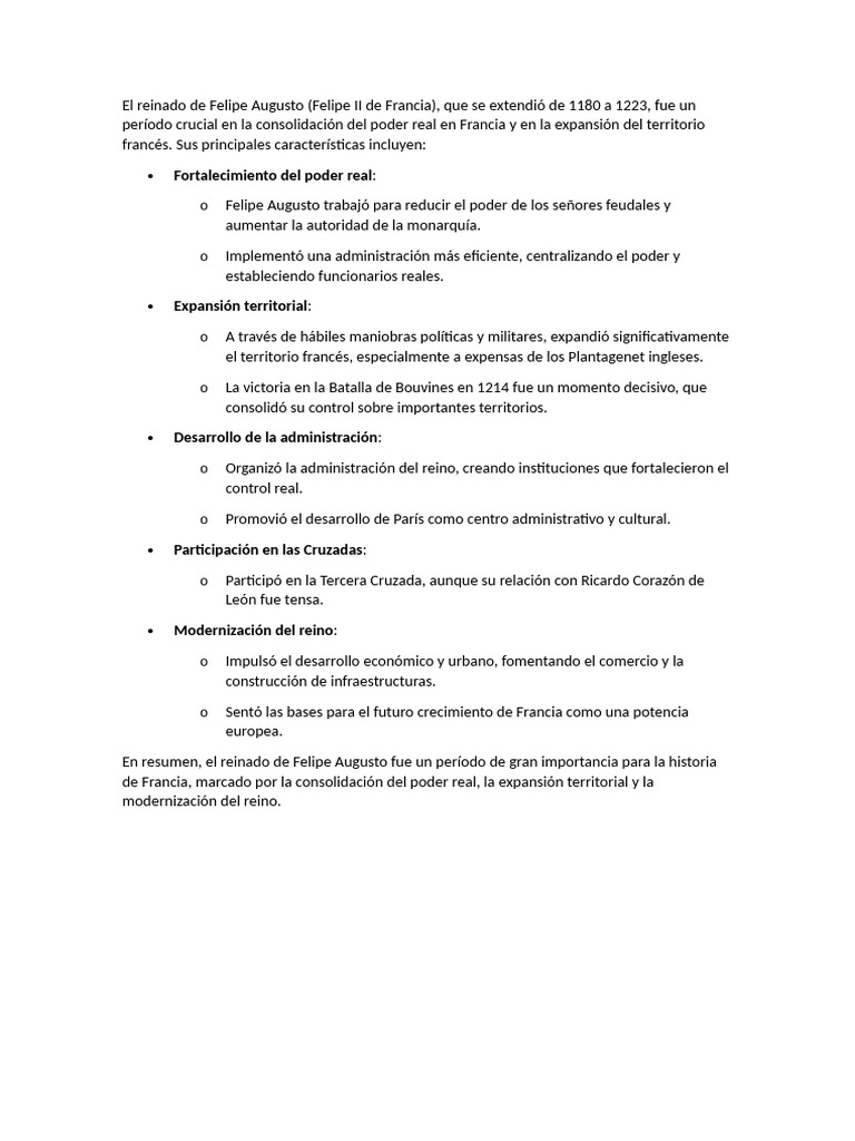 Reinado de Felipe Augusto en Francia | PDF