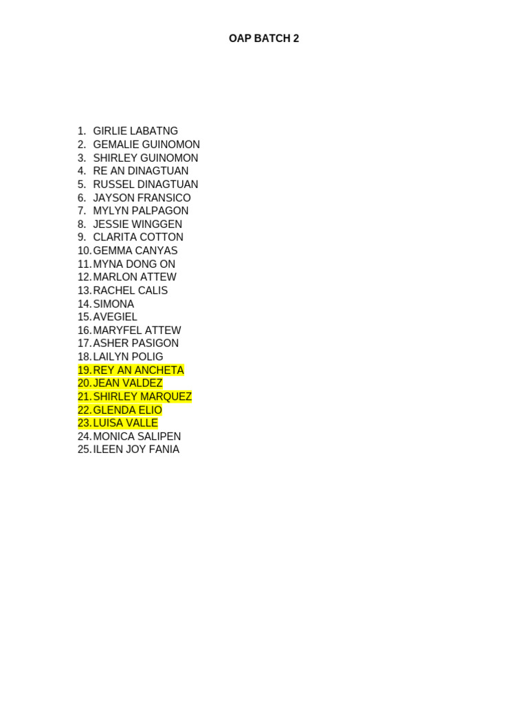 Oap Batch 3 Atok | PDF