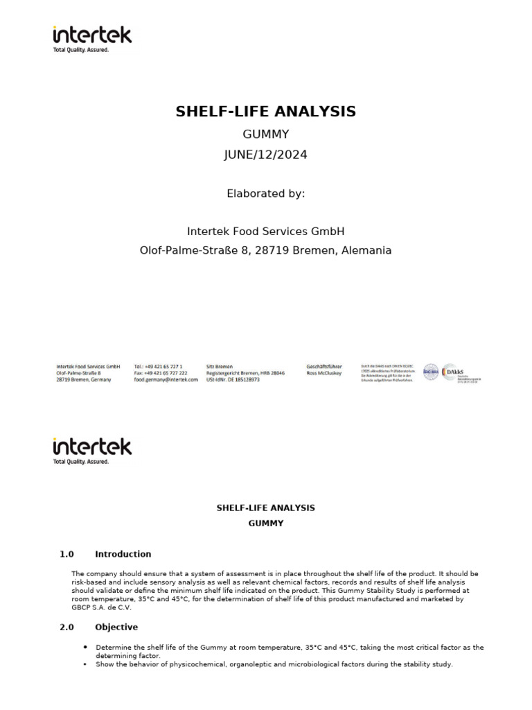 Gummy Shelf-Life Analysis Report | PDF | Shelf Life