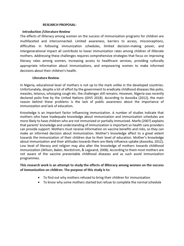 RESEARCH PROPOSAL Chapter 1-3 | PDF | Vaccines | Literacy