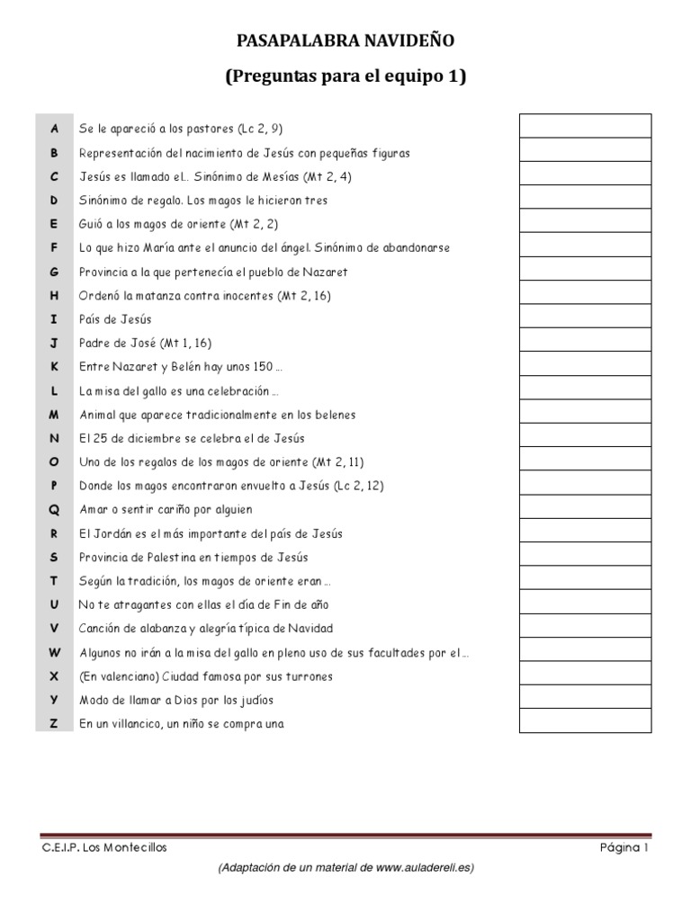 Pasapalabra Navideño para Niños | PDF | Navidad | Reyes Magos
