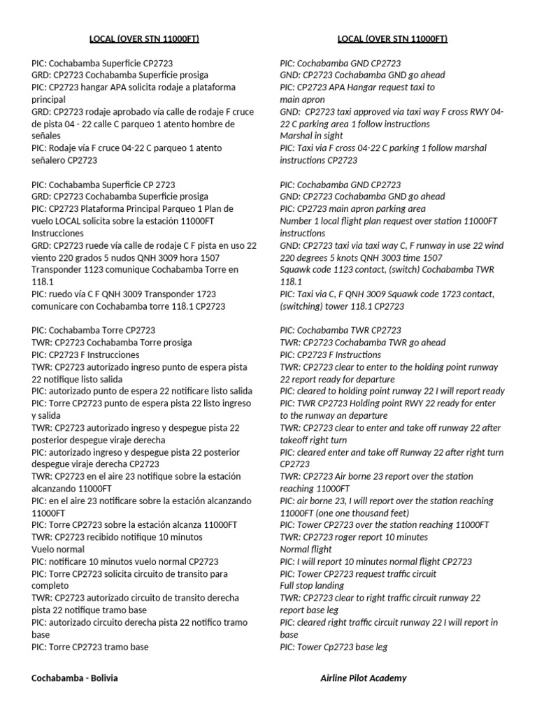 Fraseologia VFR | PDF | Aerodinámica | Vuelo