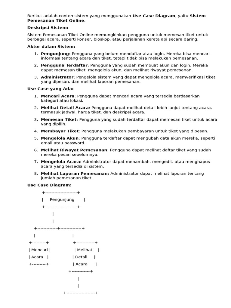 Use Case Diagram Sistem Pemesanan Tiket | PDF