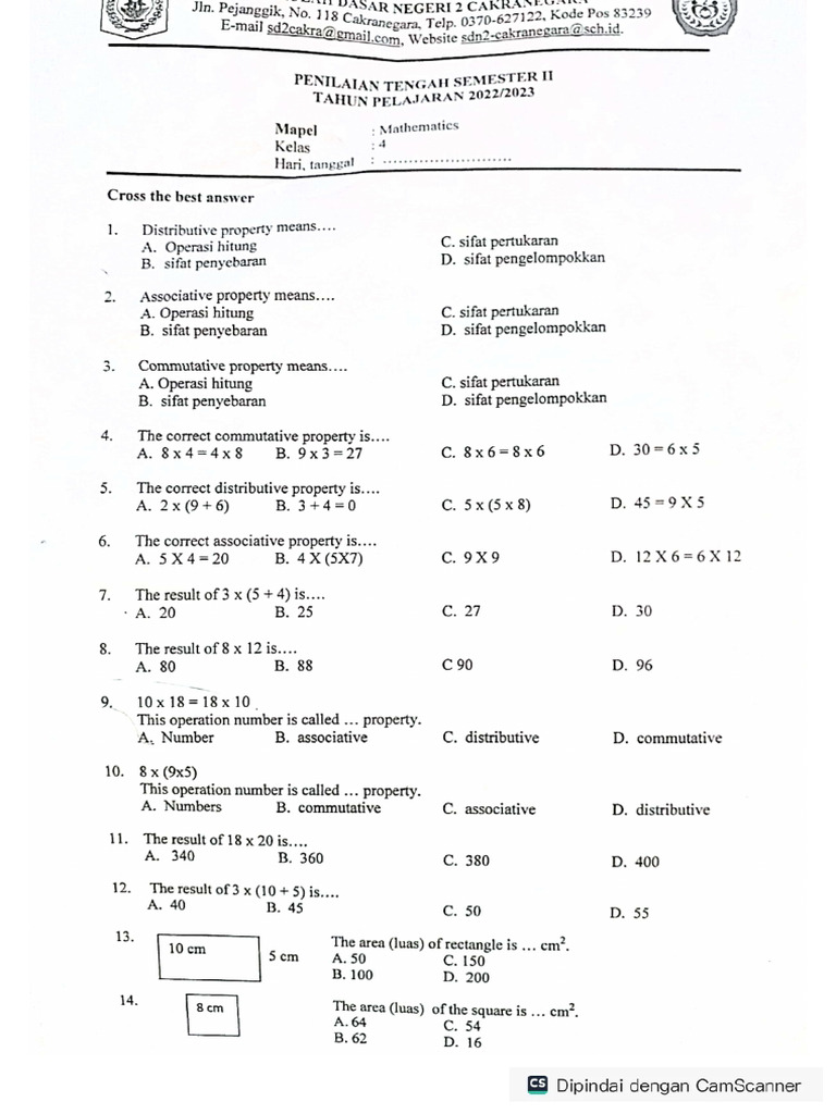 PTS Math Kelas 4 | PDF
