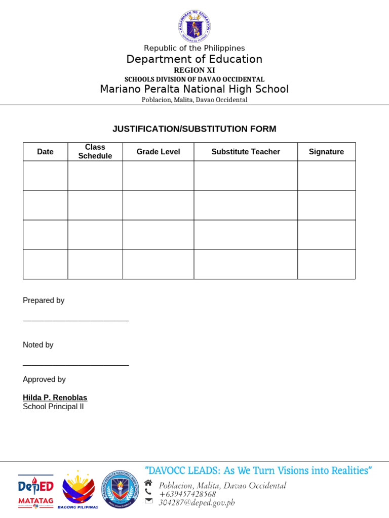 Justification and Substitution Form | PDF