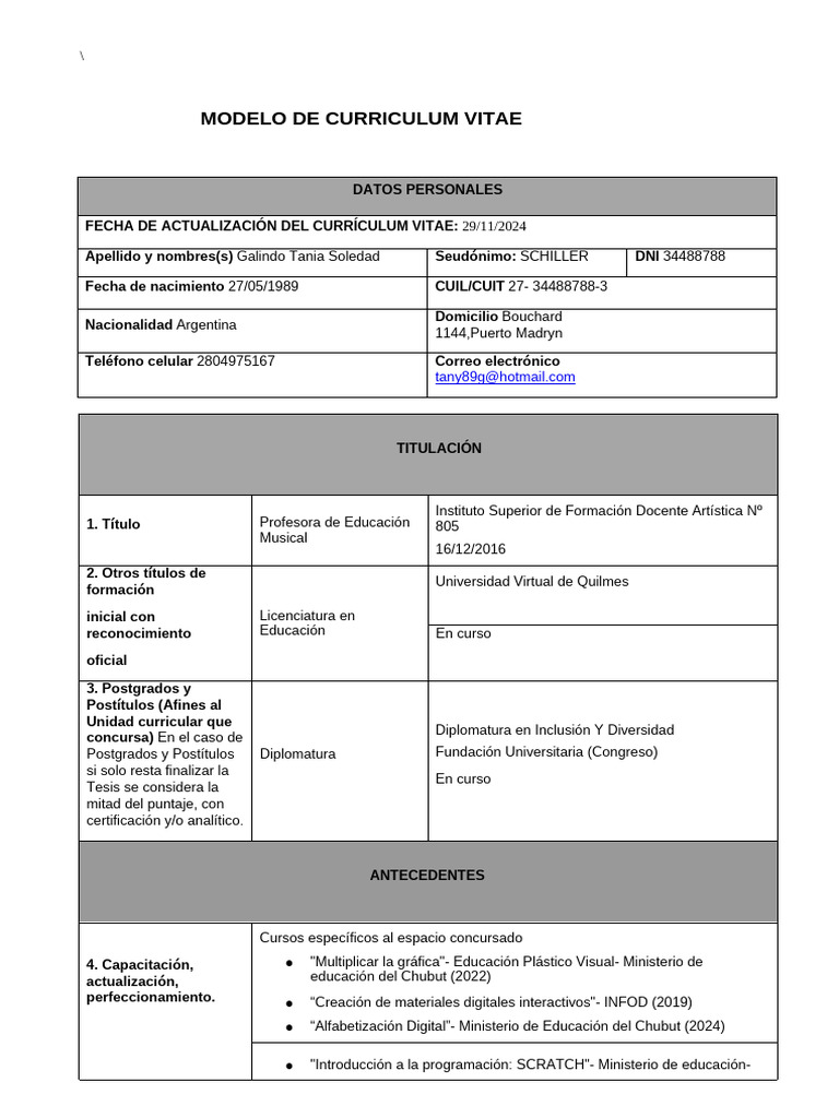 CV Galindo Tania 2024 | PDF | Aprendizaje