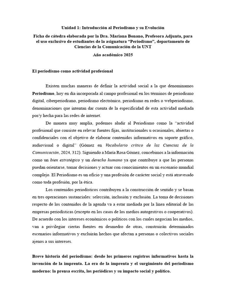 Introducción al Periodismo y su Historia | PDF | Periodismo | Imprenta