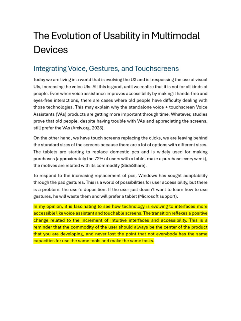 The Evolution of Usability in Multimodal Devices | PDF | User Interface ...