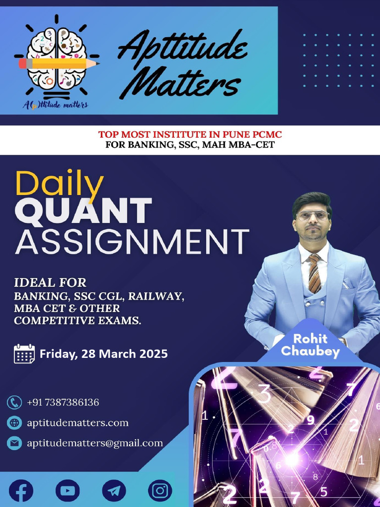 28-Mar-25 - Aptitude Matters Pune-Daily SSC Quant Assignment-E | PDF