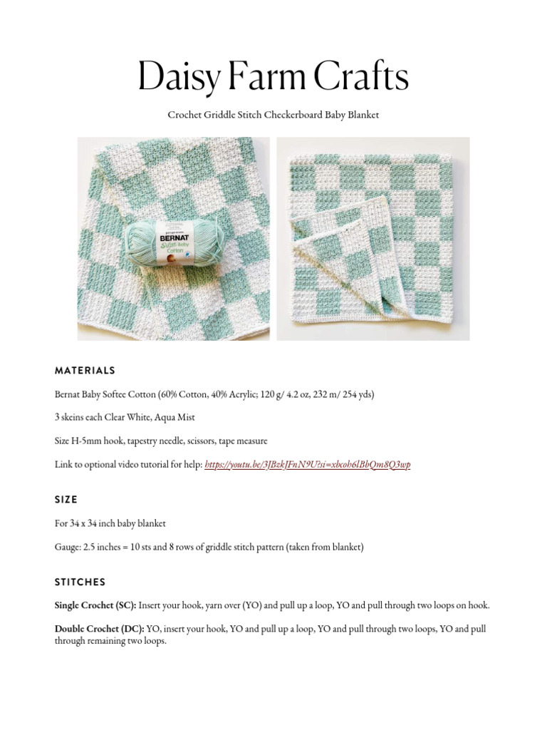 Griddle Stitch Checkerboard Baby Blanket | PDF | Crochet | Weaving