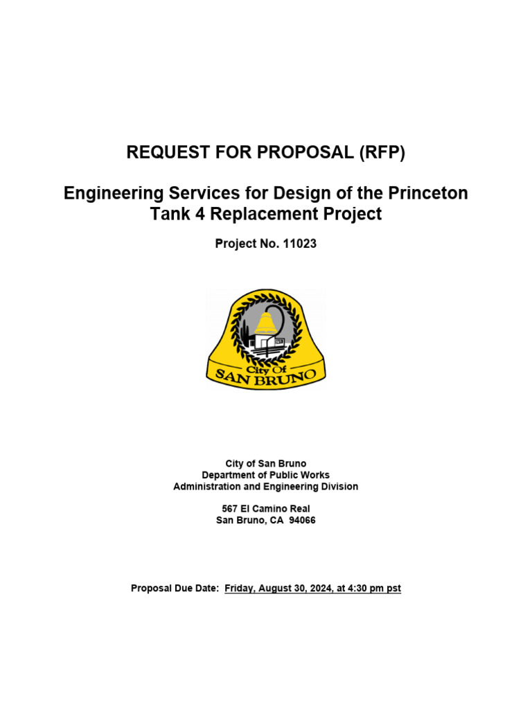 RFP - Princeton Tank 4 Replacement - FINAL | PDF | Indemnity | Insurance