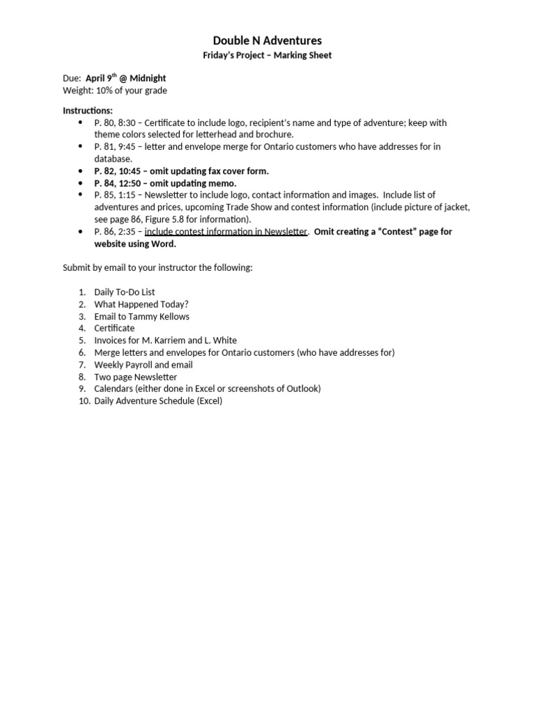 Double N Adventures Project Guidelines | PDF