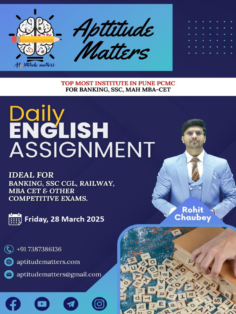 28_Mar_25_Aptitude_matters_Pune_Daily_SSC_English_Assignment_E | PDF