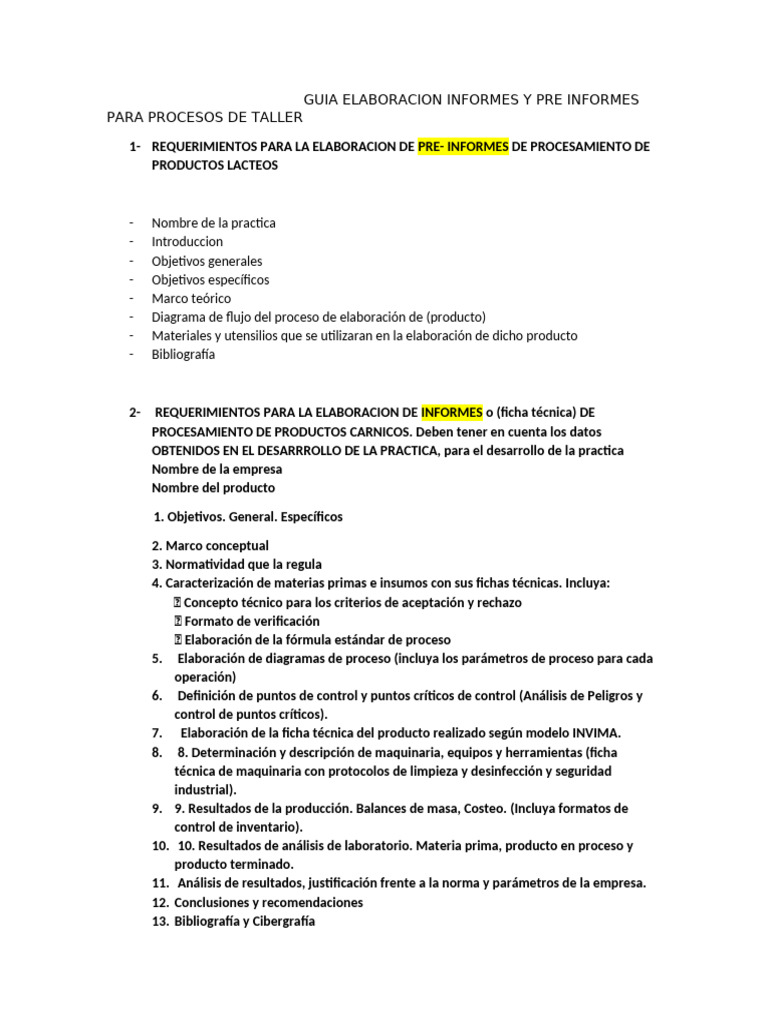 GUIA Elaboracion de Informes - Pre Informes | PDF