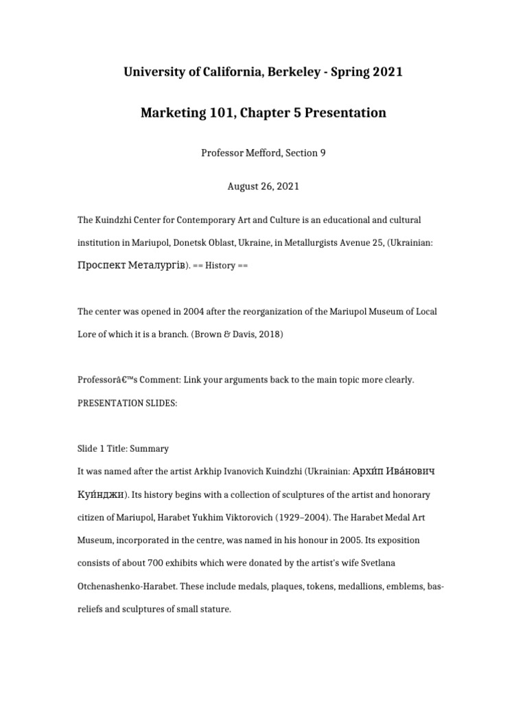 Marketing 101 Chapter 5 Presentation | PDF | The Arts