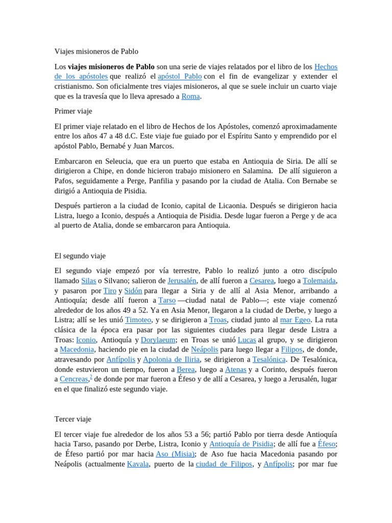 Los Viajes Misioneros Del Apostol Pablo Ii | PDF | Pablo el apóstol ...
