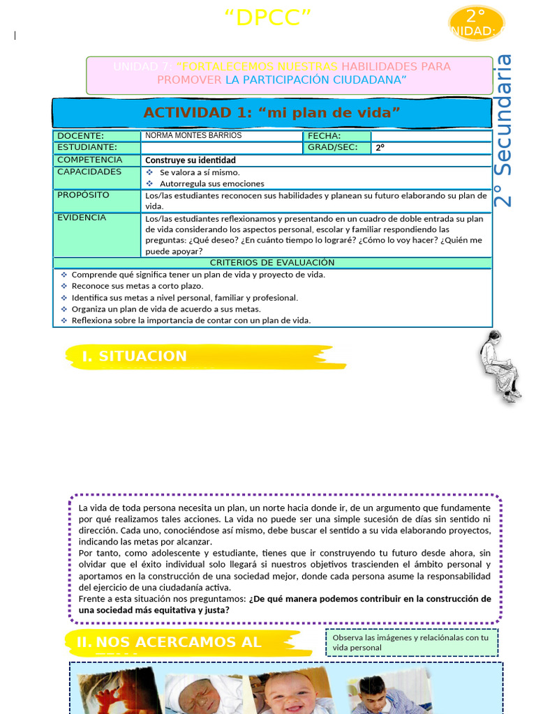 2° DPCC - Actv.01-Unid.7 2024 Mi Proyecto de Vida | PDF | Análisis FODA | Sicología