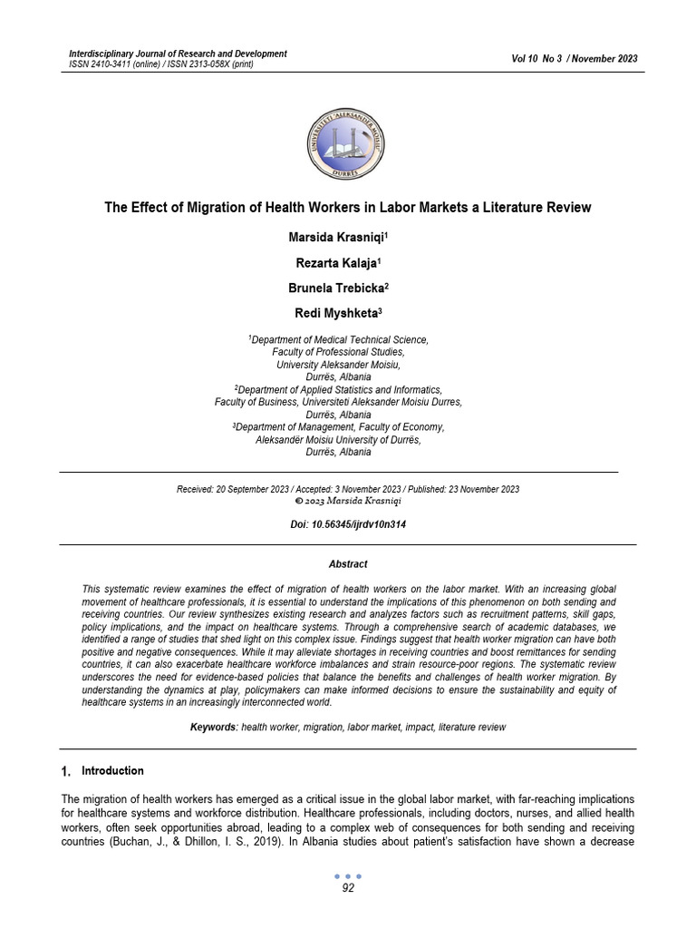 The Effect of Migration of Health Workers in Labor Markets A 3lyt5jvdgw ...