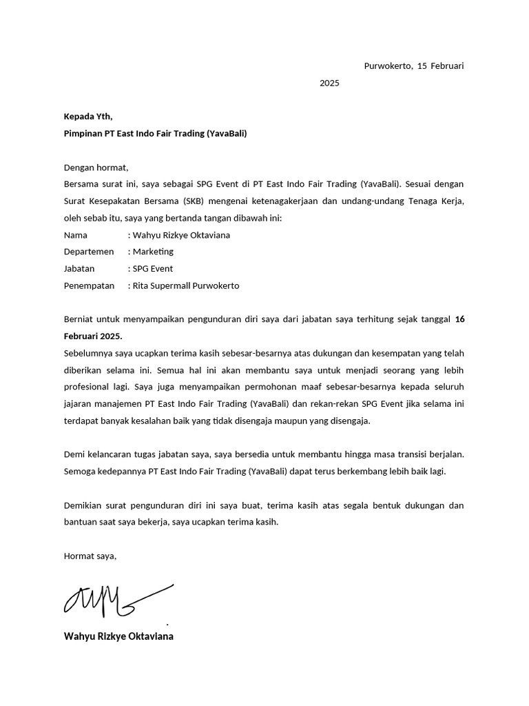 Template Surat Resign | PDF