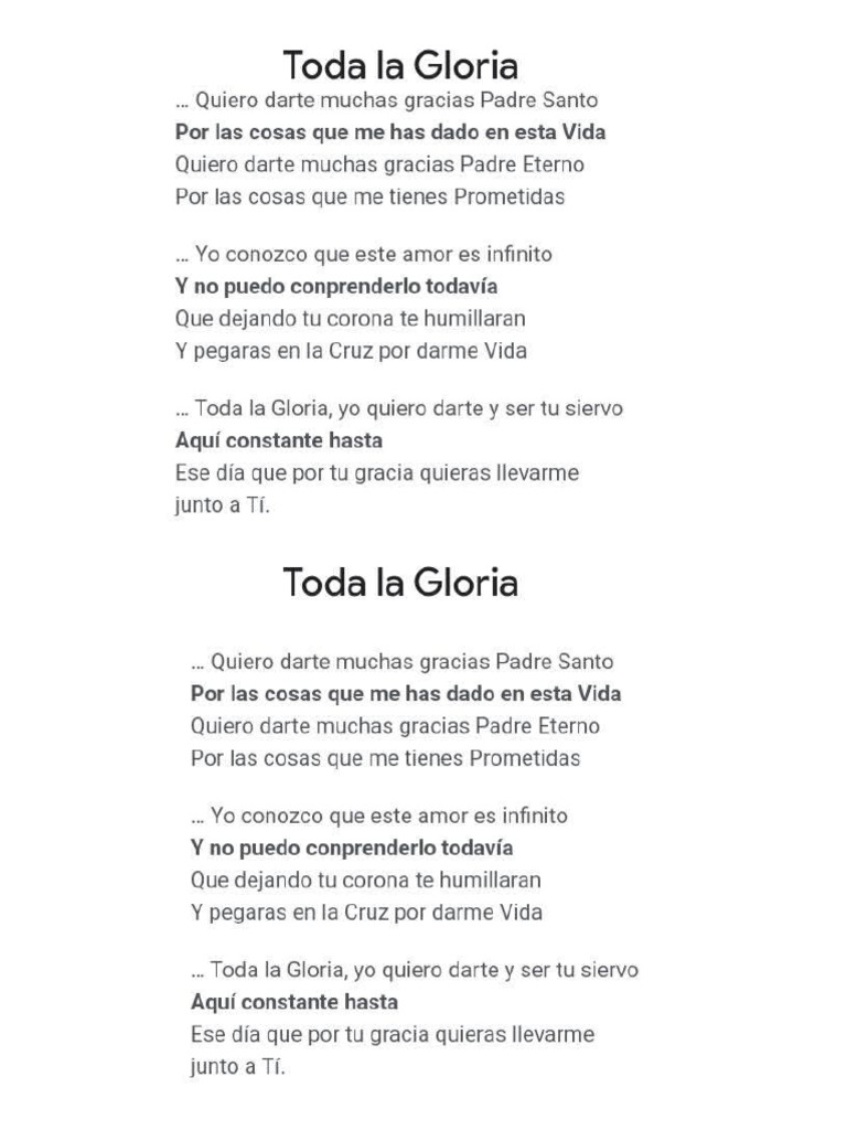 Toda La Gloria Yo Quiero Darte | PDF