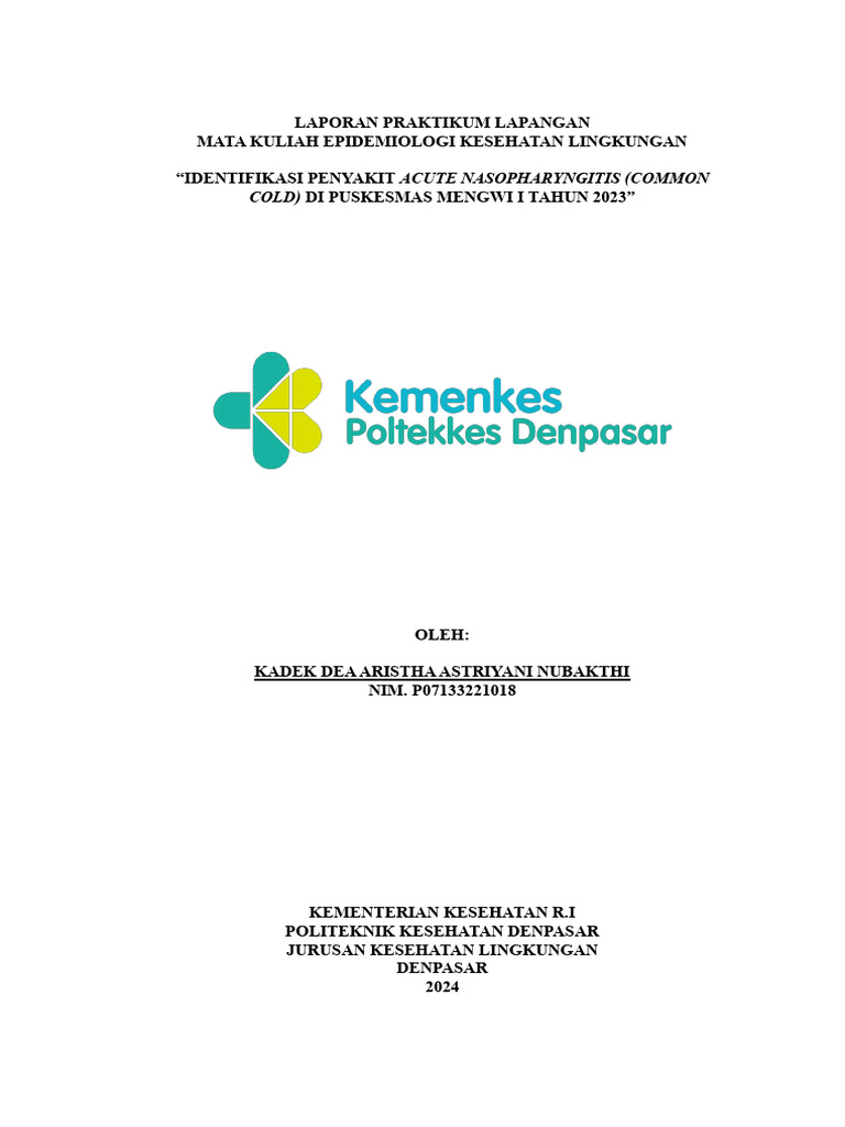 Laporan Praktikum Lapangan Epidemiologi | PDF