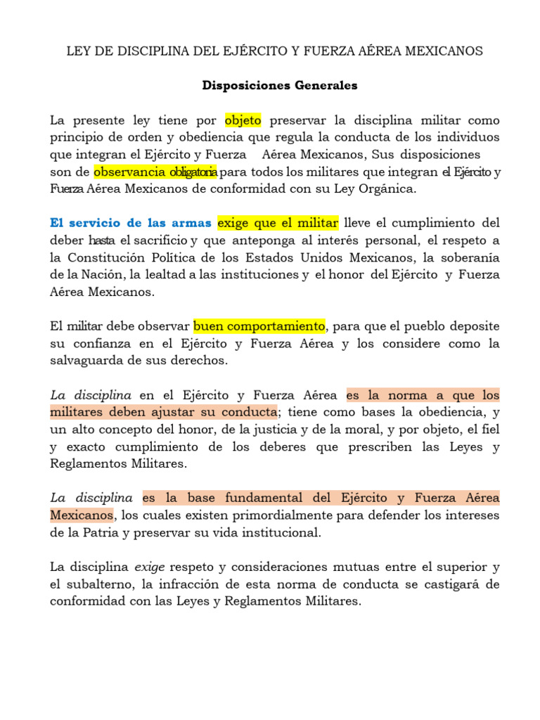 Ley de Disciplina Militar 2025 | PDF | Disciplinas | Militar