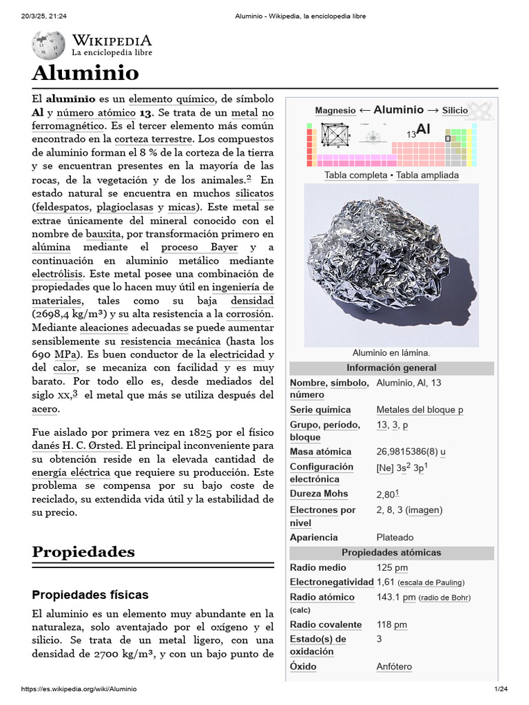 Aluminio: Propiedades y Usos | PDF | Aluminio | Soldadura