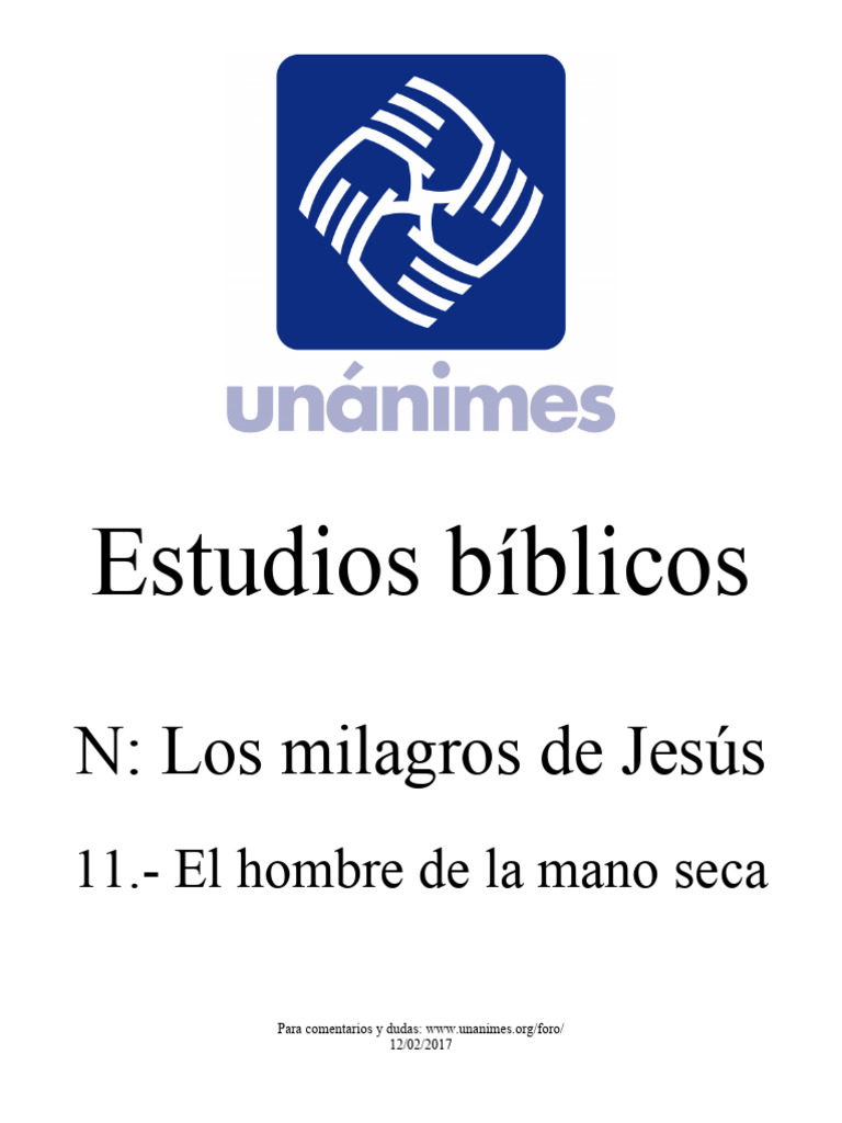 N.11. - El Hombre de La Mano Seca | PDF | Jesús | Evangelio de Marcos