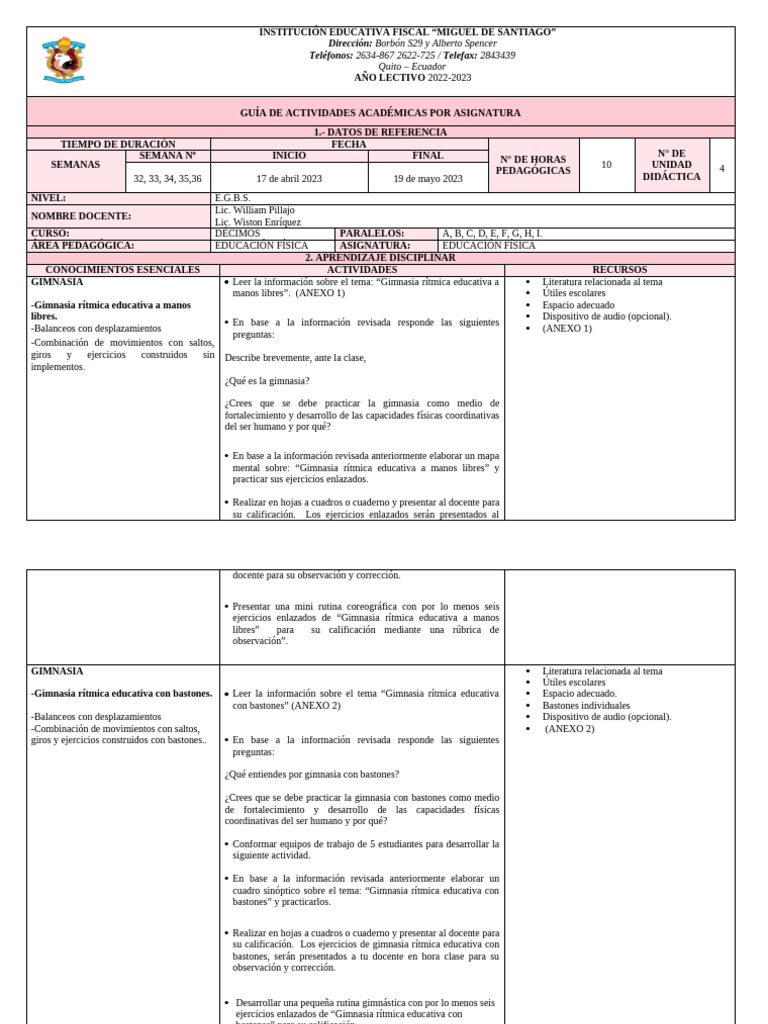 9nos_GUIA.ACT_PUD4_EE FF | PDF | Gimnasia | Ritmo