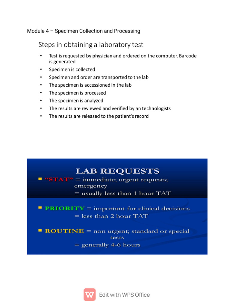 Module 4 and 5 - Specimen Collection | PDF | Blood Plasma | Blood