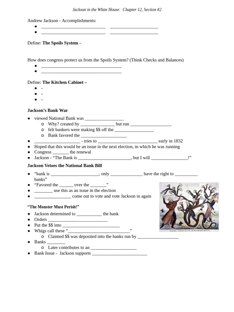 Jackson's Spoils System and Bank War | PDF