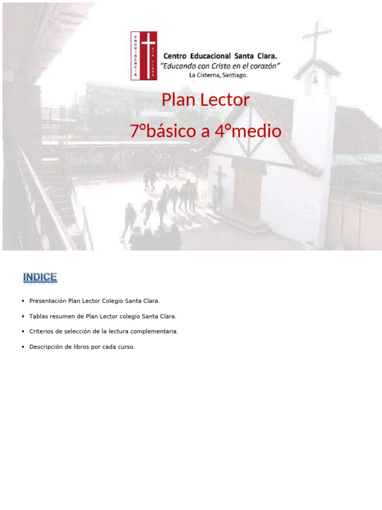 Plan Lector 2025: Colegio Santa Clara | PDF | Aprendizaje | Educación ...