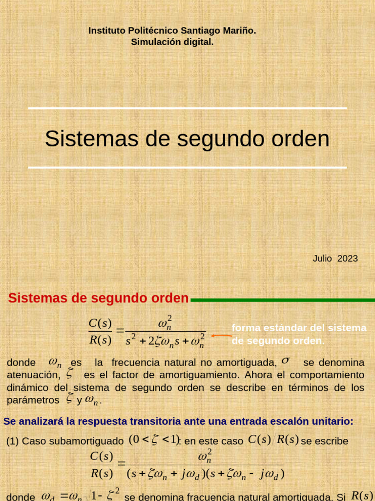 Sistemas de Segundo Orden | PDF | Matemáticas Aplicadas