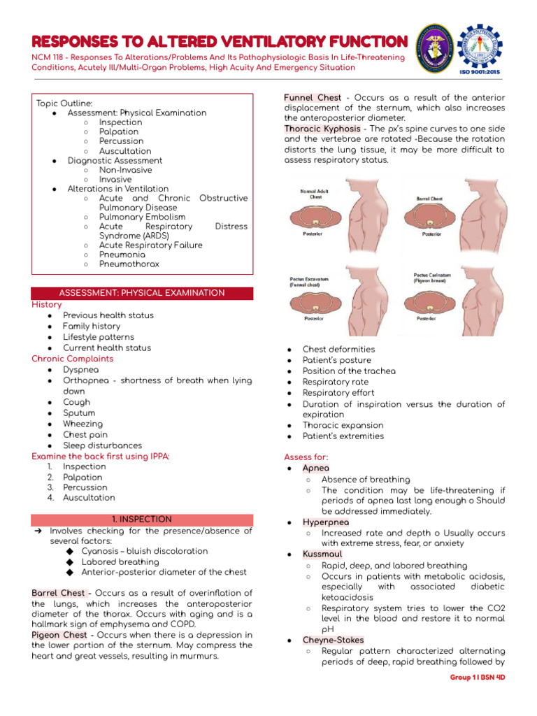 Outline - PDF Responses To Altered Ventilatory Function | PDF | Chronic ...