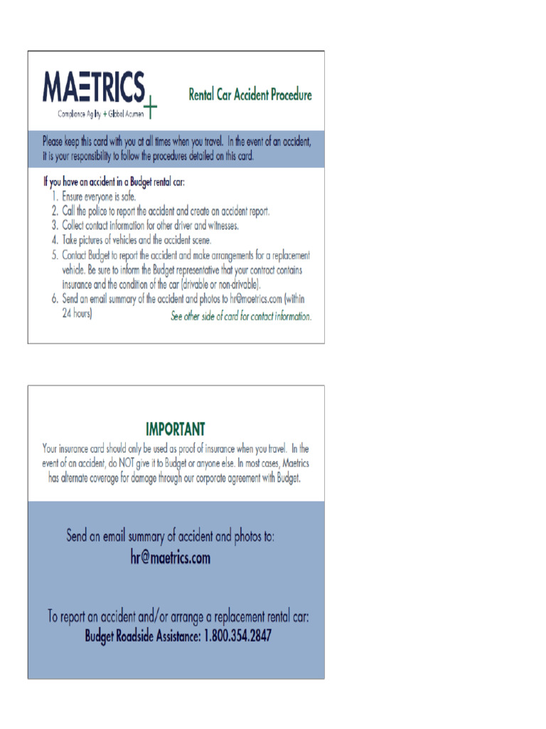 Rental Car Accident Procedure | PDF