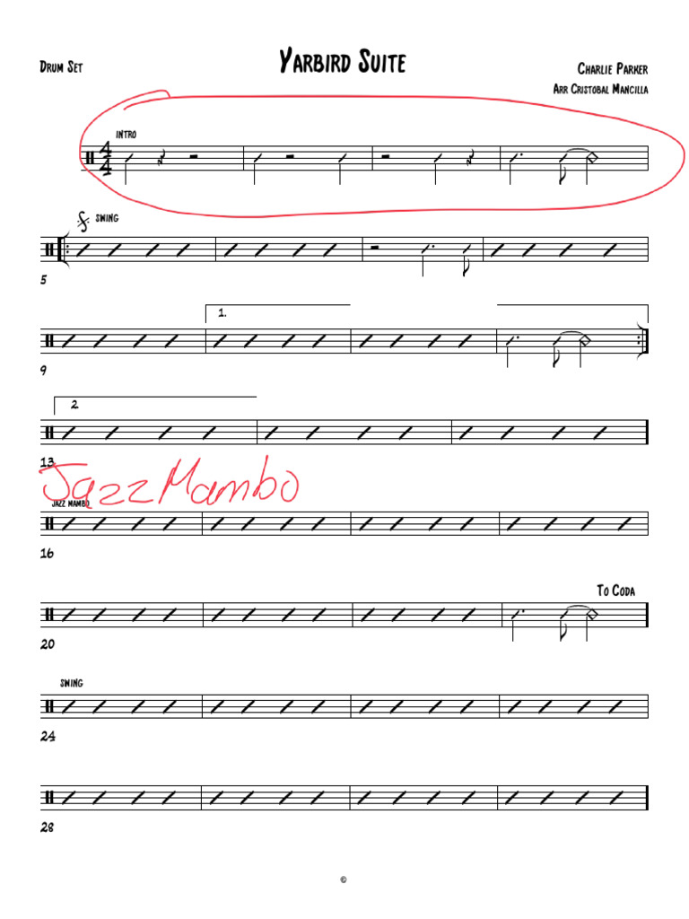 Yarbird Suite - Drum Set | PDF