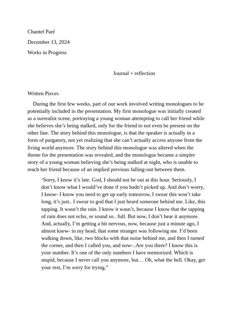 Final Journal + Reflection, Pare | PDF