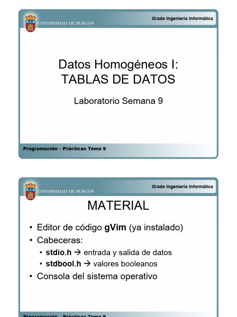 P9 - Tablas de Datos | PDF | Matriz (Matemáticas) | Programación de computadoras