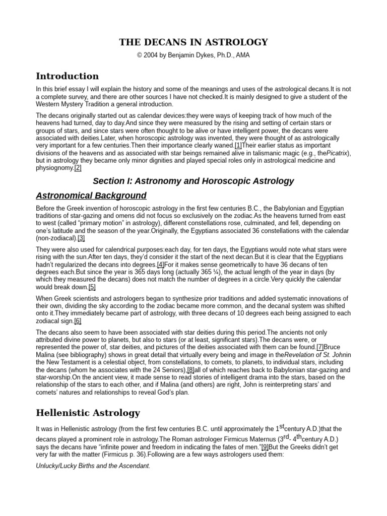 The Decans in Astrology - Benjamin Dykes (20230701 - 173342) | PDF ...