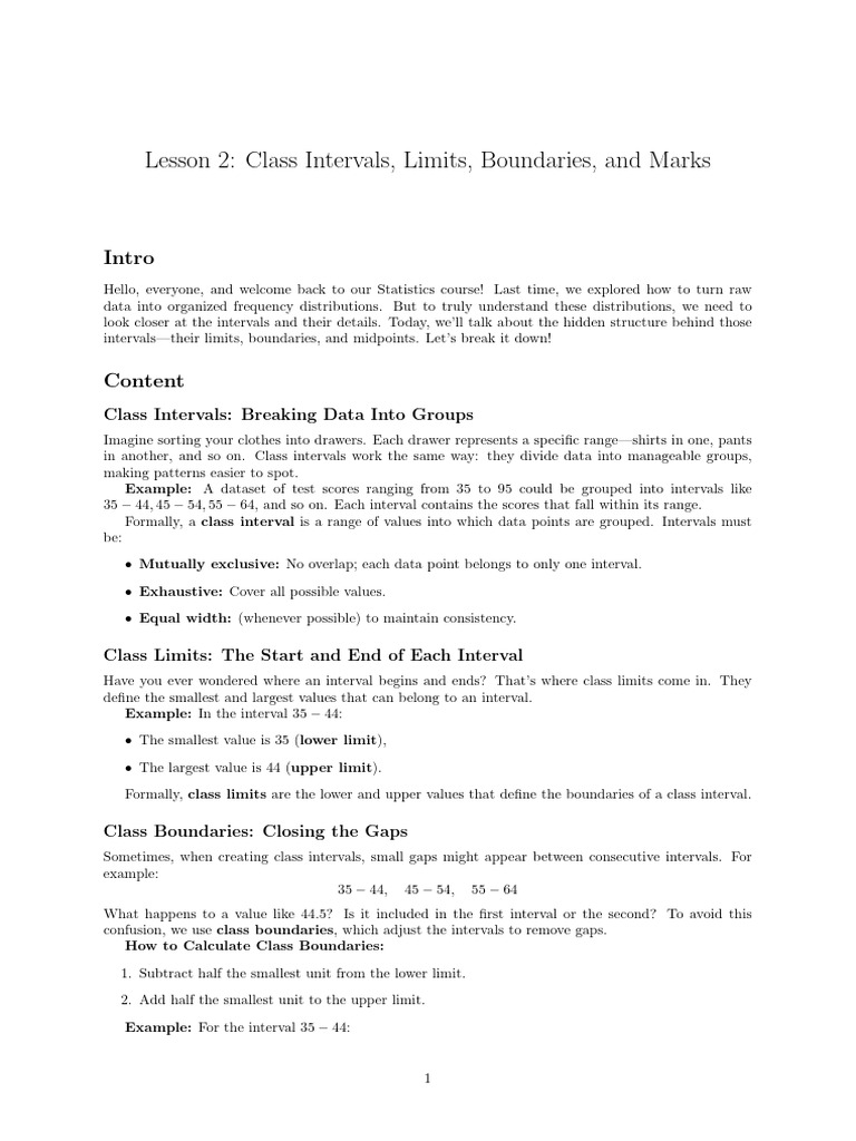 Statistics Script | PDF | Interval (Mathematics) | Mean