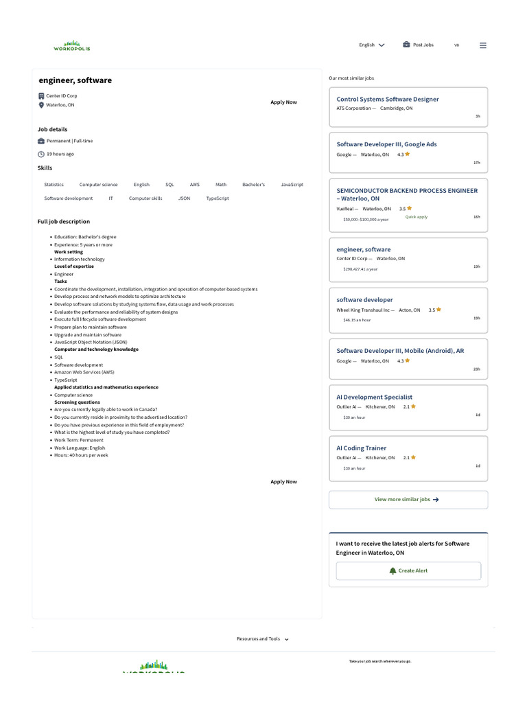 Software Engineer Position in Waterloo | PDF | Software | Software ...