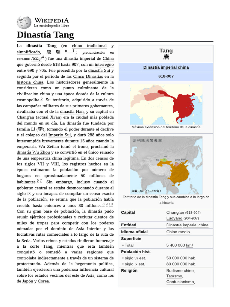 Dinastía Tang: Historia y Cultura | PDF | dinastía Tang