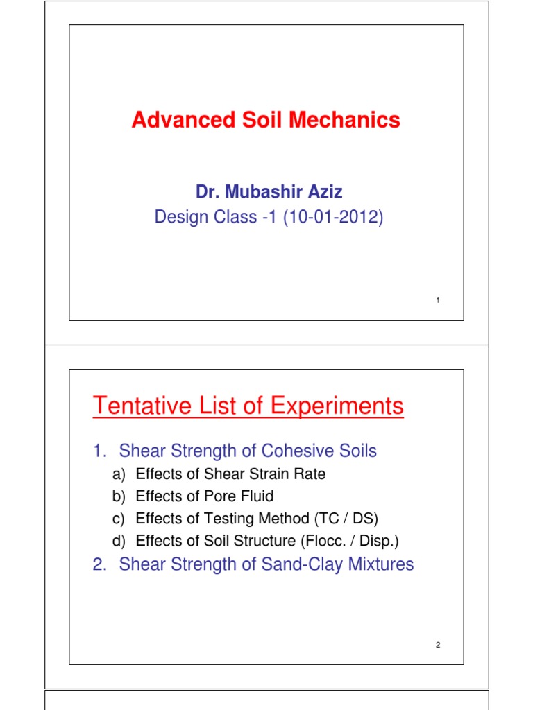 Advanced Soil Mechanics Experiments | PDF | Geotechnical Engineering ...