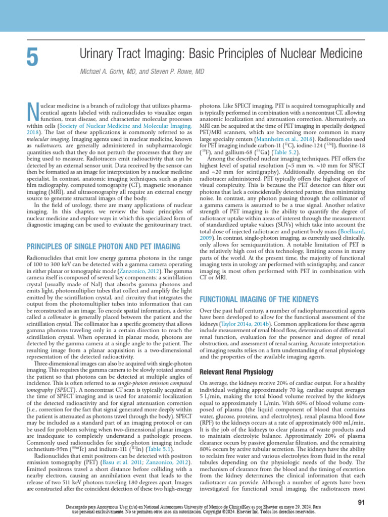 Nuclear Medicine in Urinary Imaging | PDF | Medical Imaging | Kidney