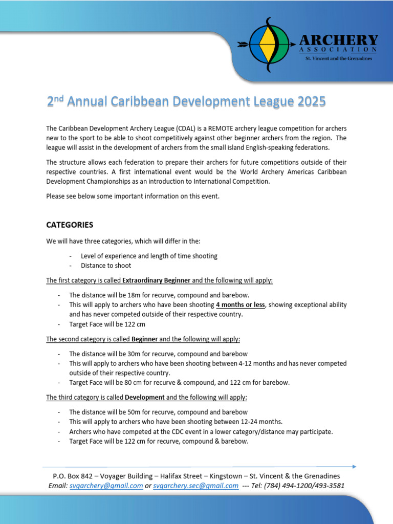2nd Annual Caribbean Development League 2025 Invitation | PDF | Archery | Scoutcraft