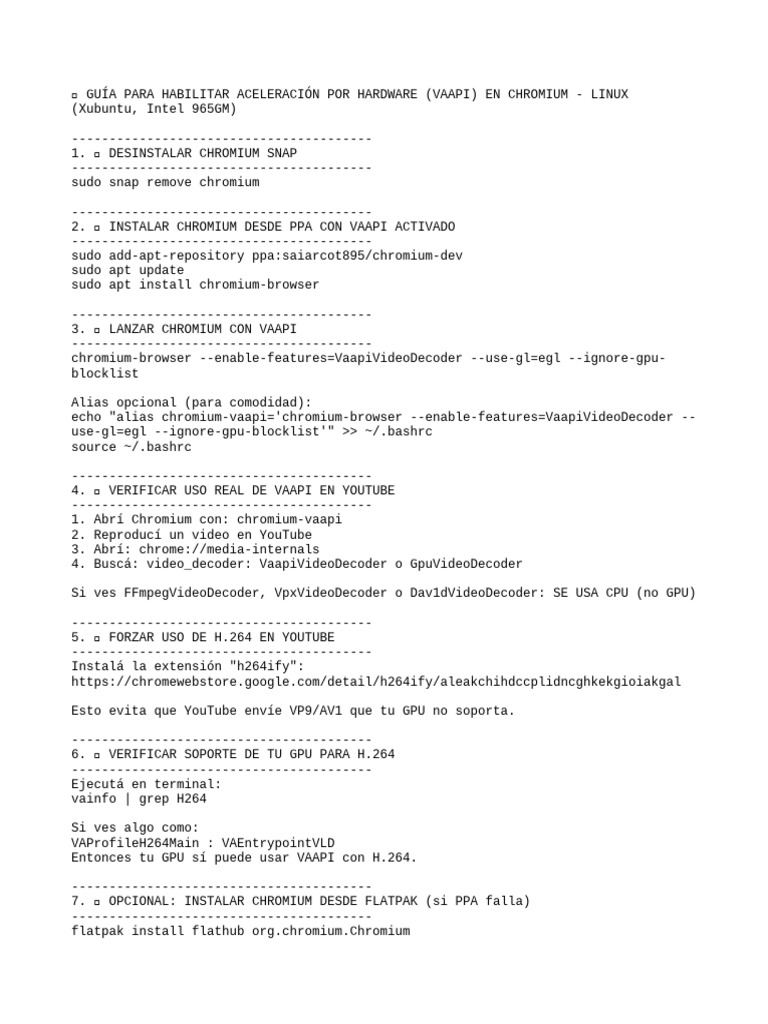 Guia Vaapi Chromium Gustavo | PDF