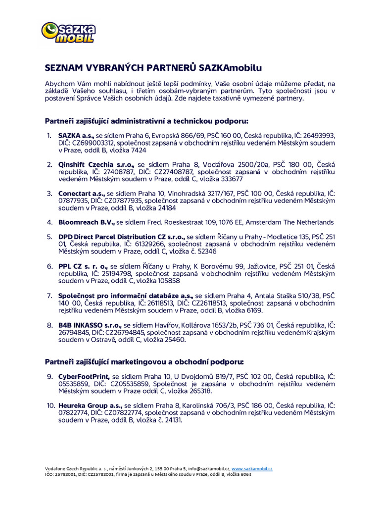 SAZKAmobil Prehled Partneru | PDF